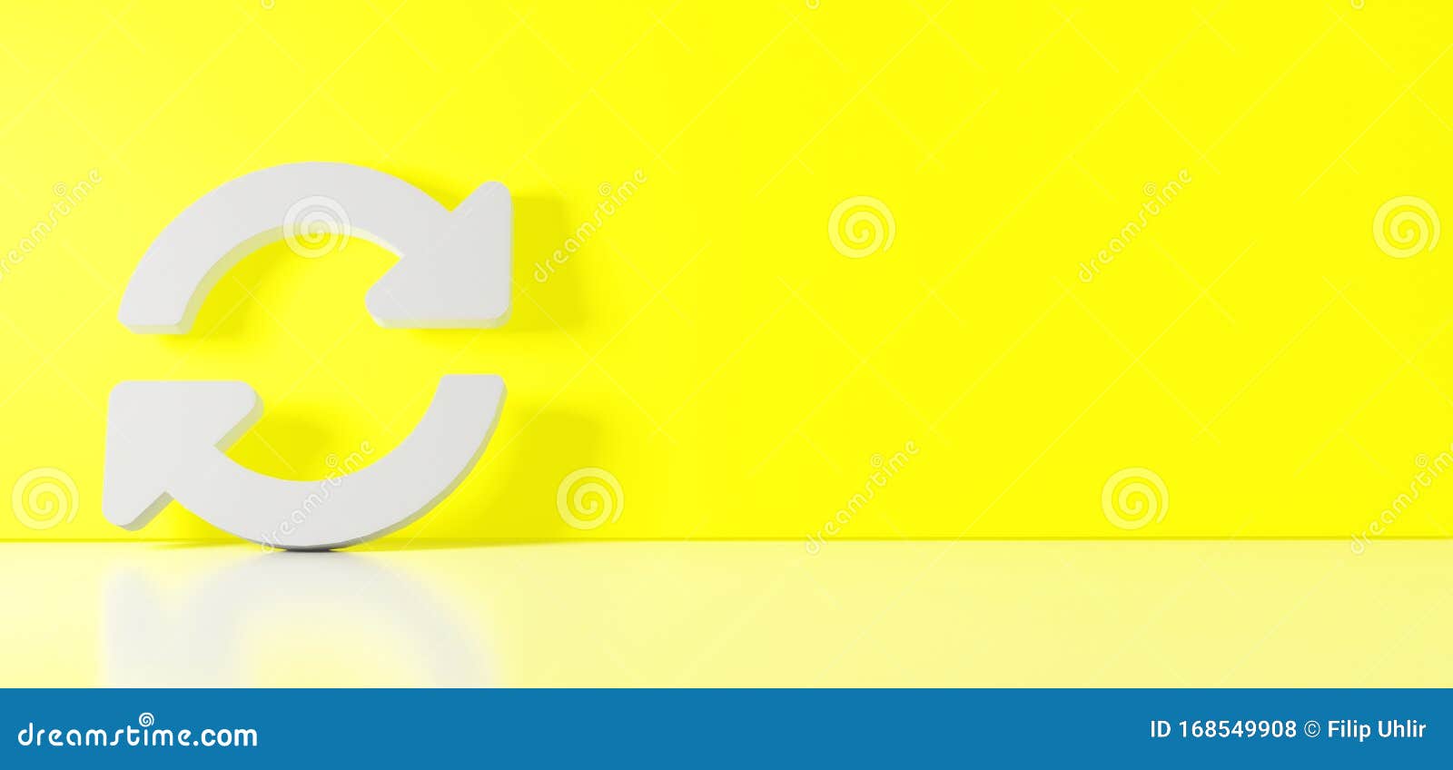 3D Rendering of White Symbol of Sync Alt Icon Leaning on Color Wall ...