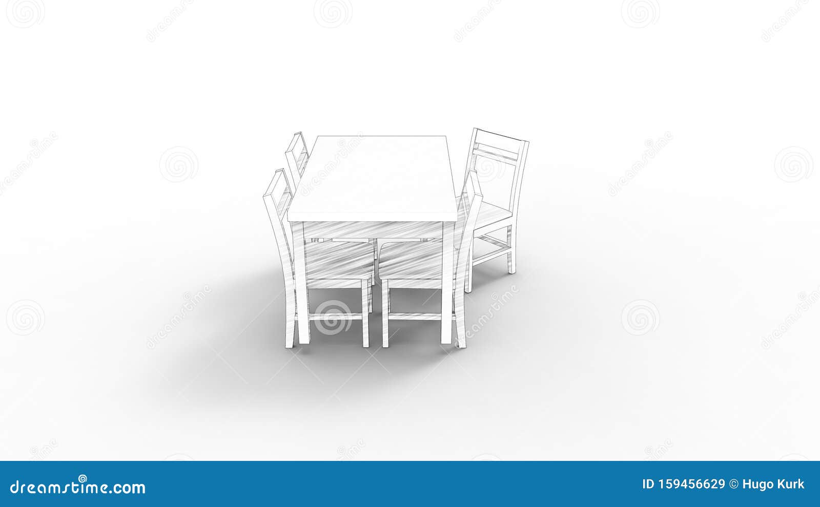 3d Rendering of a White Table and Chairs Isolated in White Studio ...