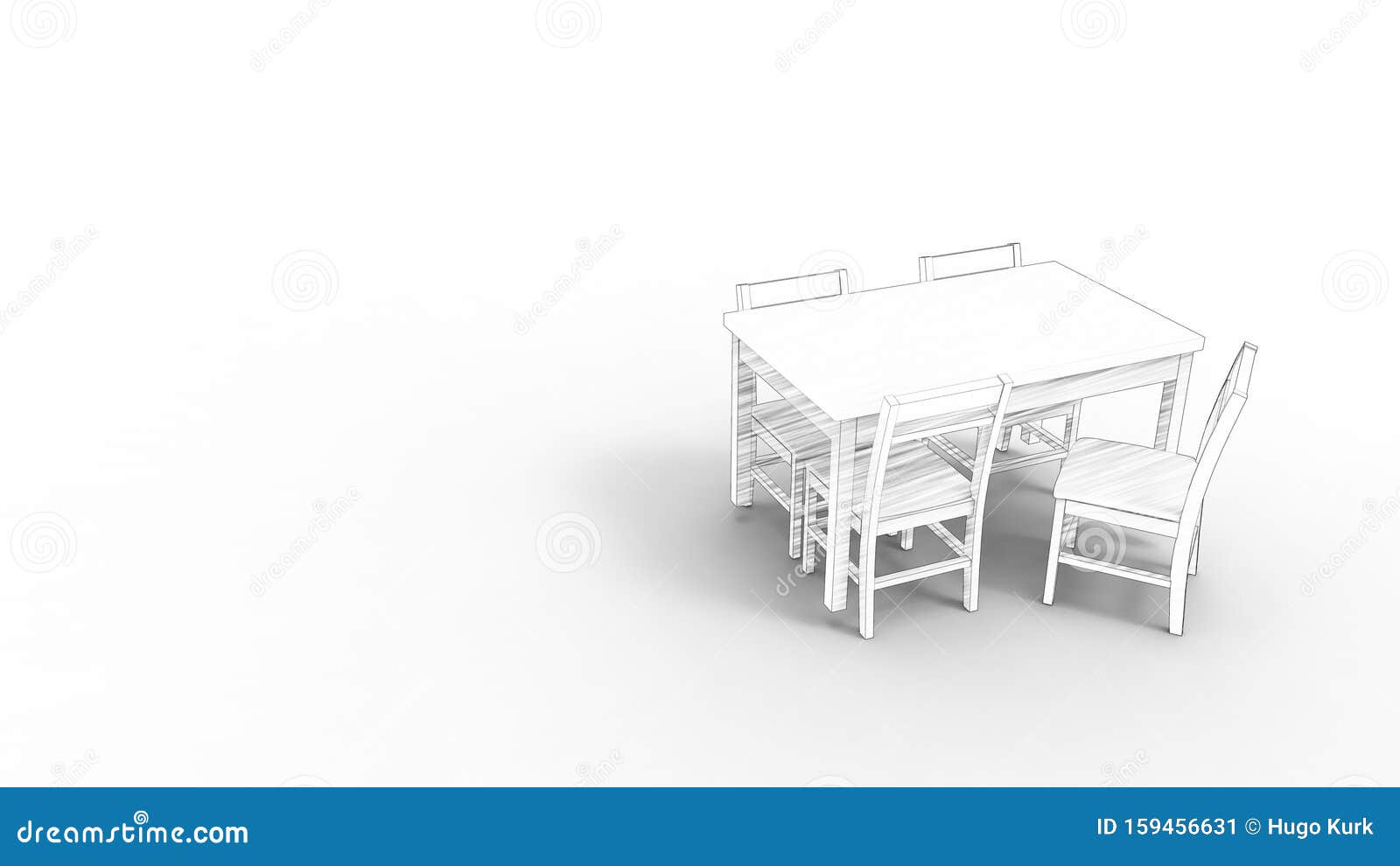 3d Rendering of a White Table and Chairs Isolated in White Studio ...