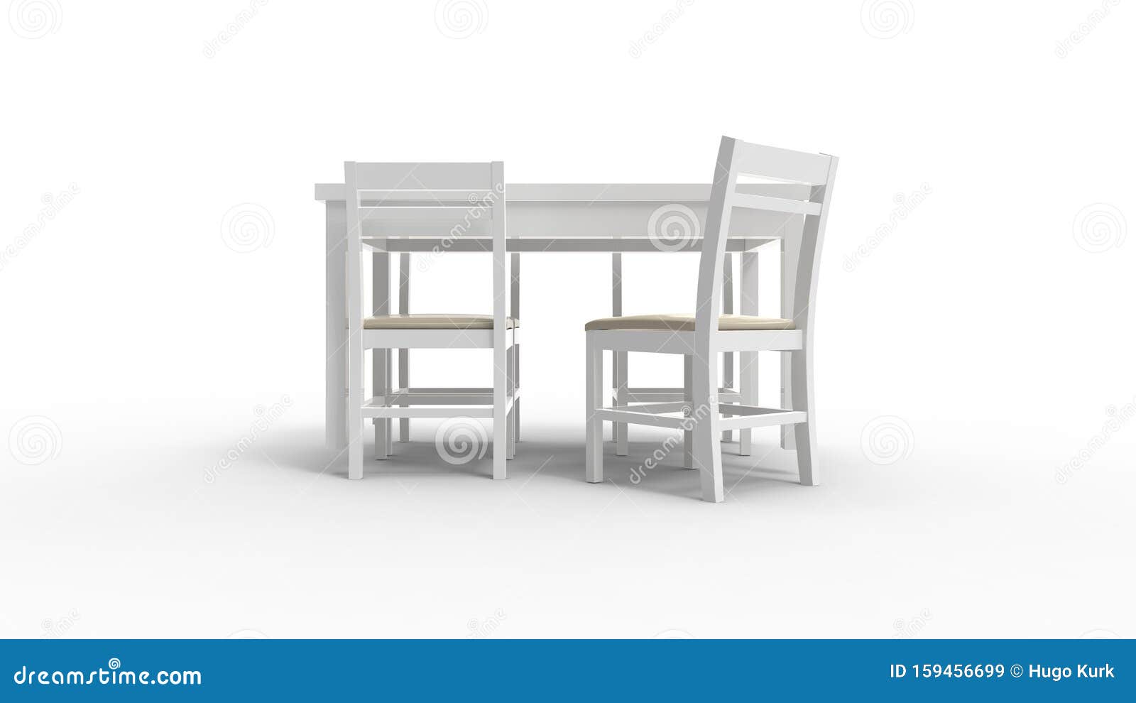 3d Rendering of a White Table and Chairs Isolated in White Studio ...
