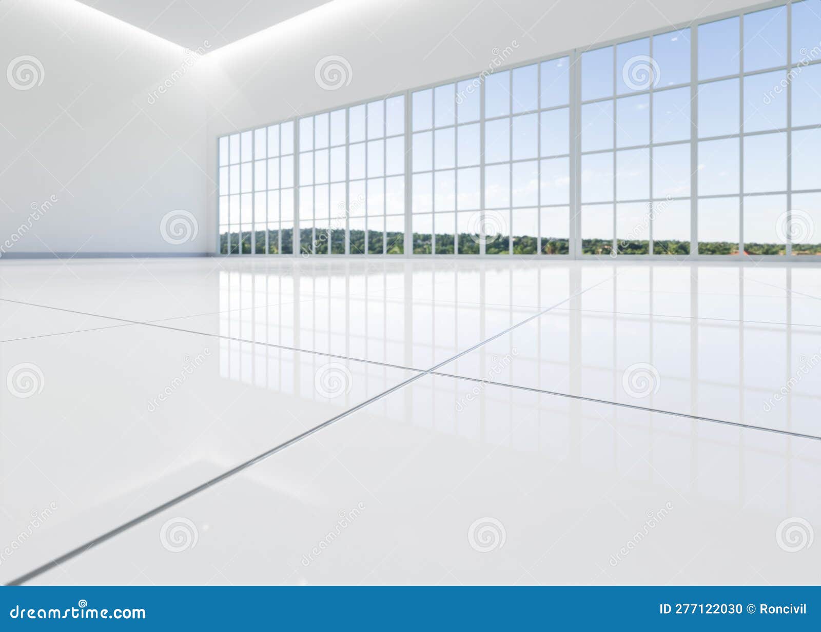 3d Rendering of White Tile Floor and Empty Room for Background Stock ...