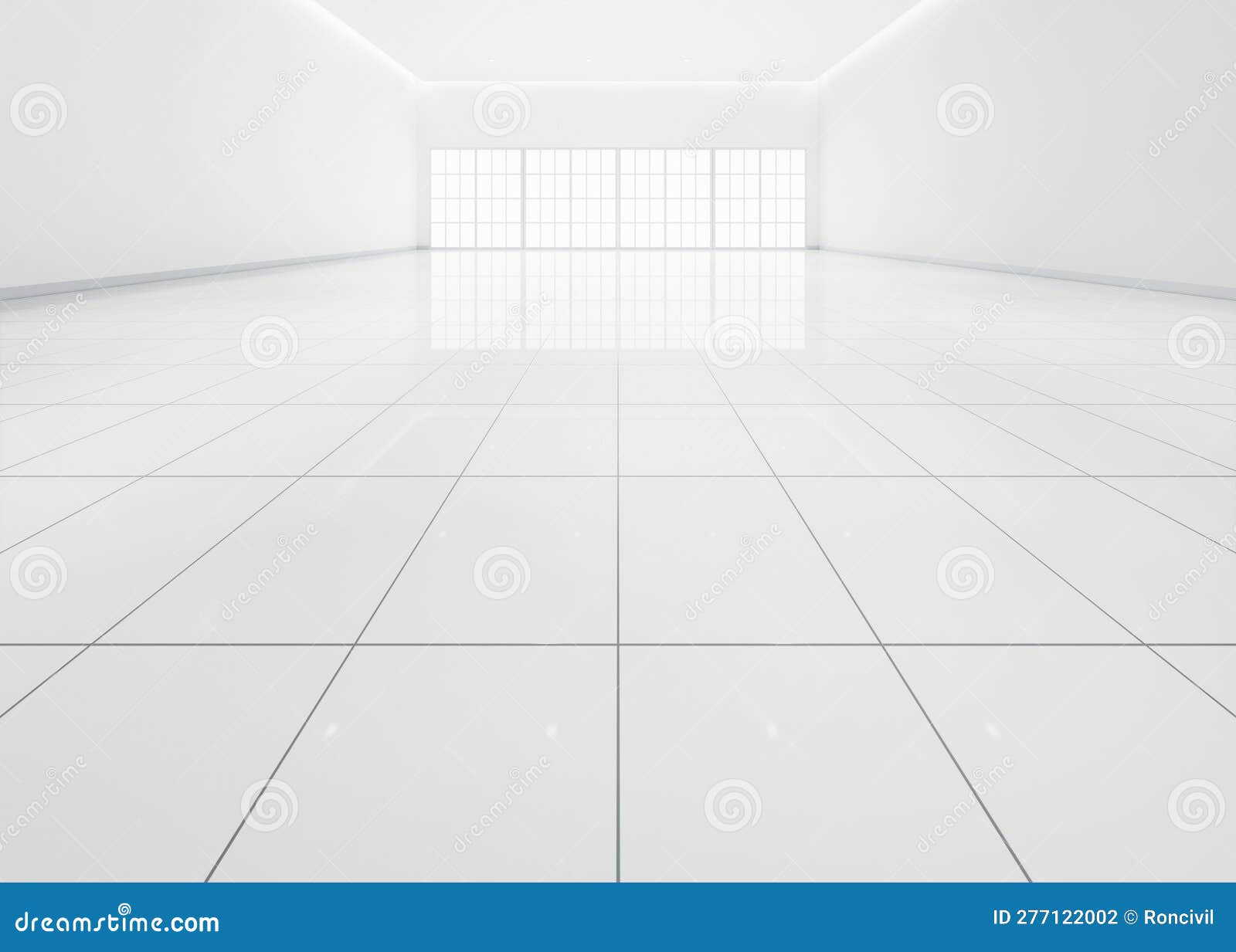 3d Rendering of White Tile Floor and Empty Room for Background Stock ...