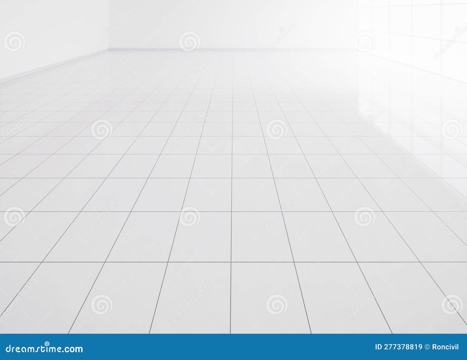 3d Rendering of White Tile Floor and Empty Space for Background Stock ...