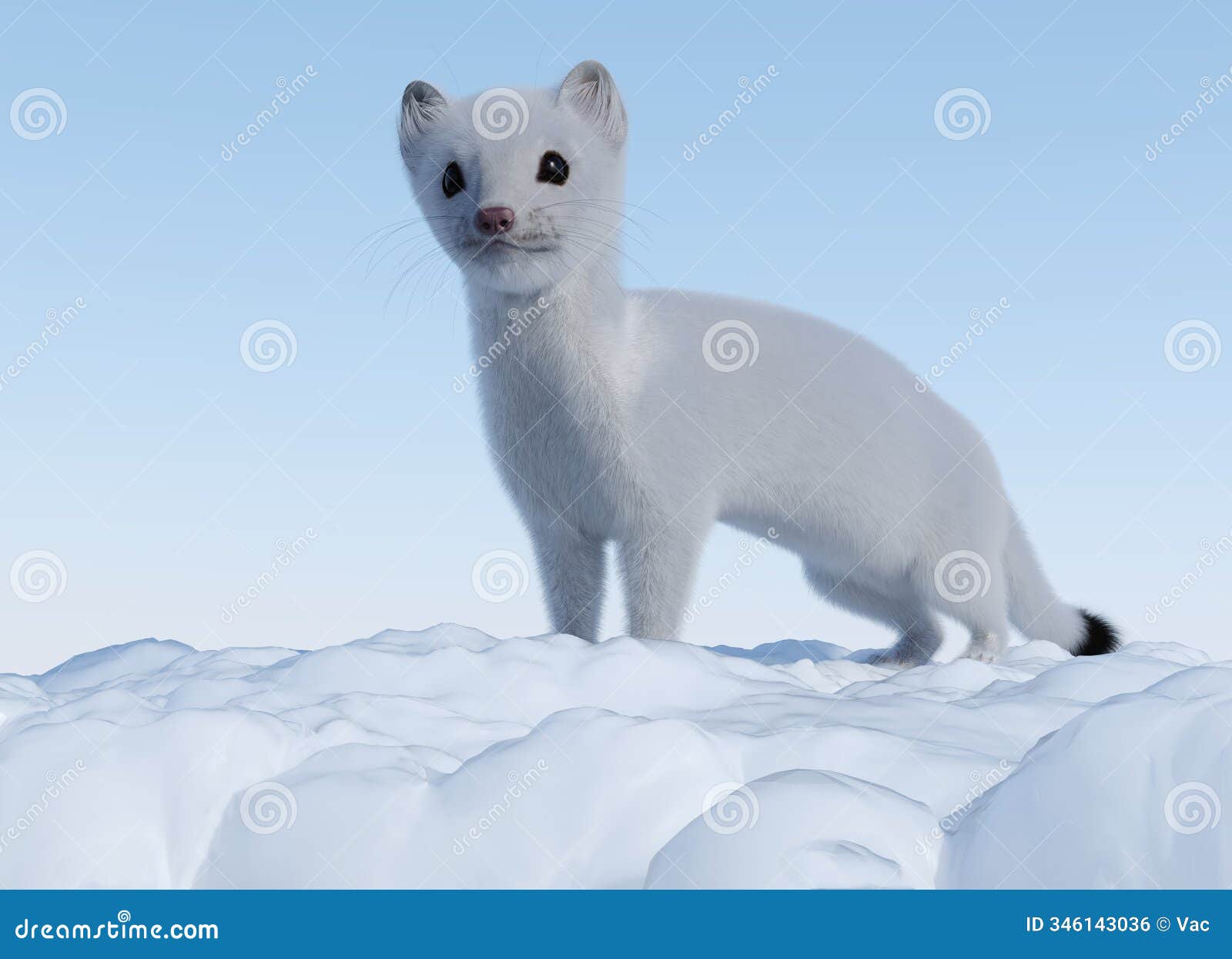3D Rendering White Weasel stock illustration. Illustration of standing ...