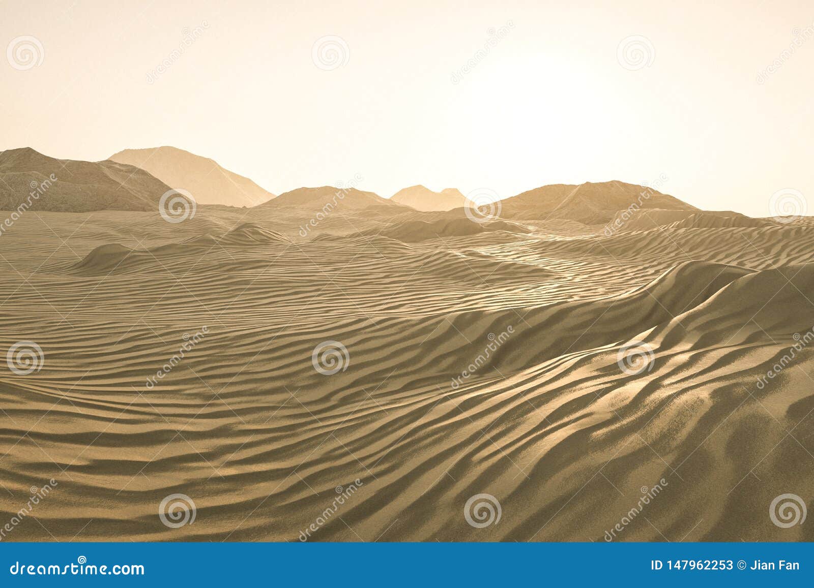 3d Rendering, the Wide Desert, with Stripes Shapes Stock Illustration ...