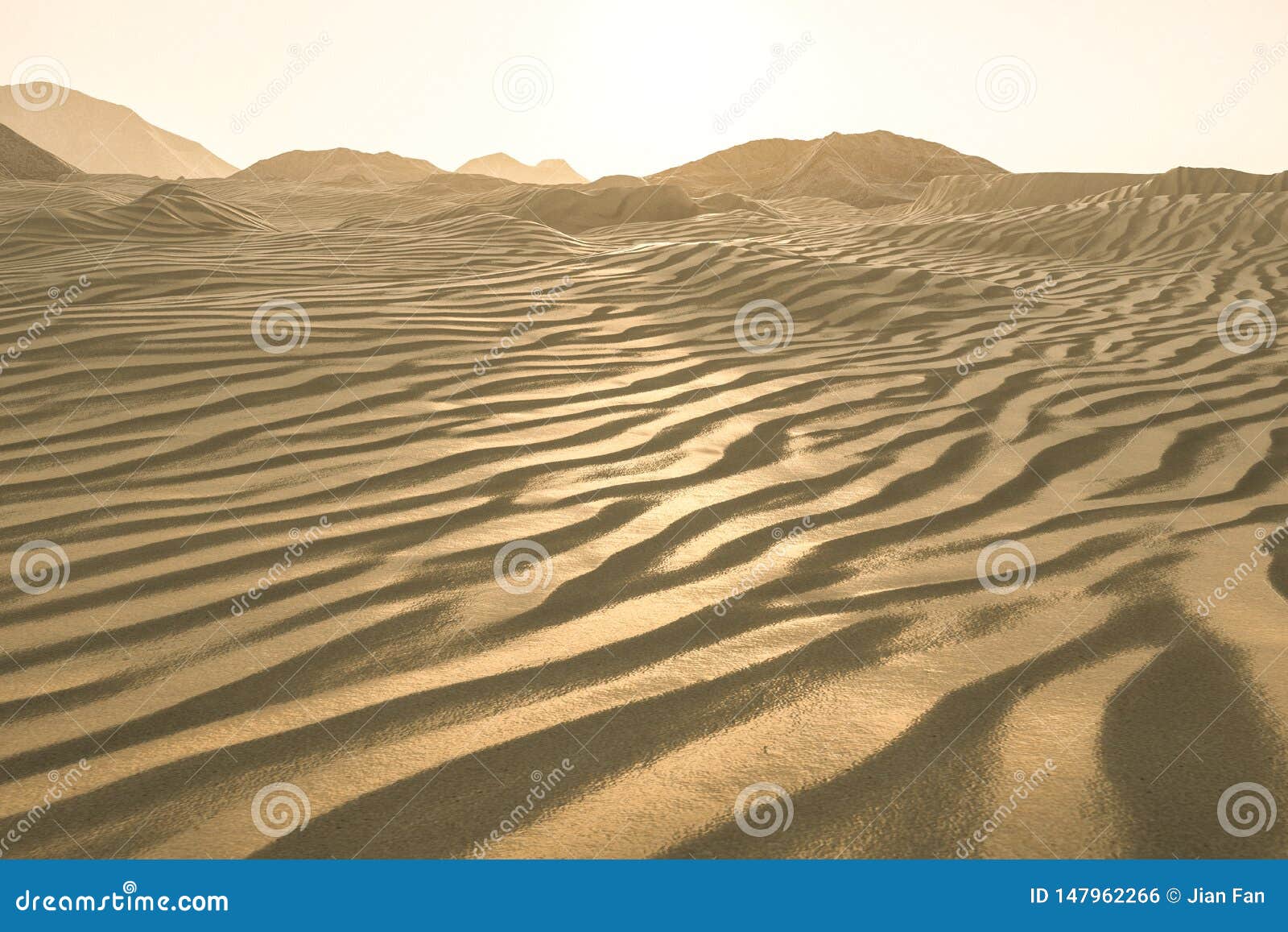 3d Rendering, the Wide Desert, with Stripes Shapes Stock Photo - Image ...