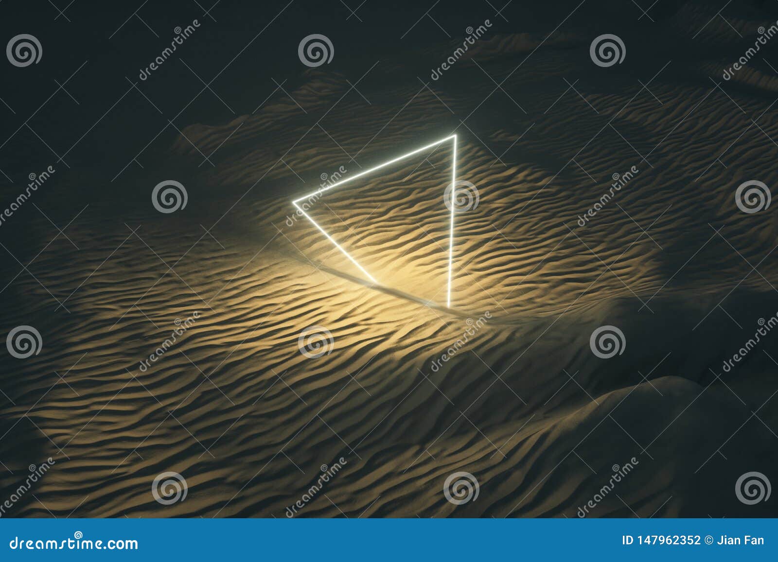 3d Rendering, the Wide Desert, with Stripes Shapes Stock Illustration ...