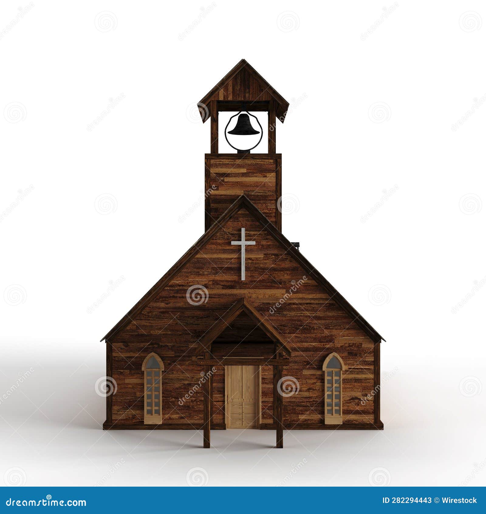 3D Rendering of a Wild West Church from the Front Stock Illustration ...