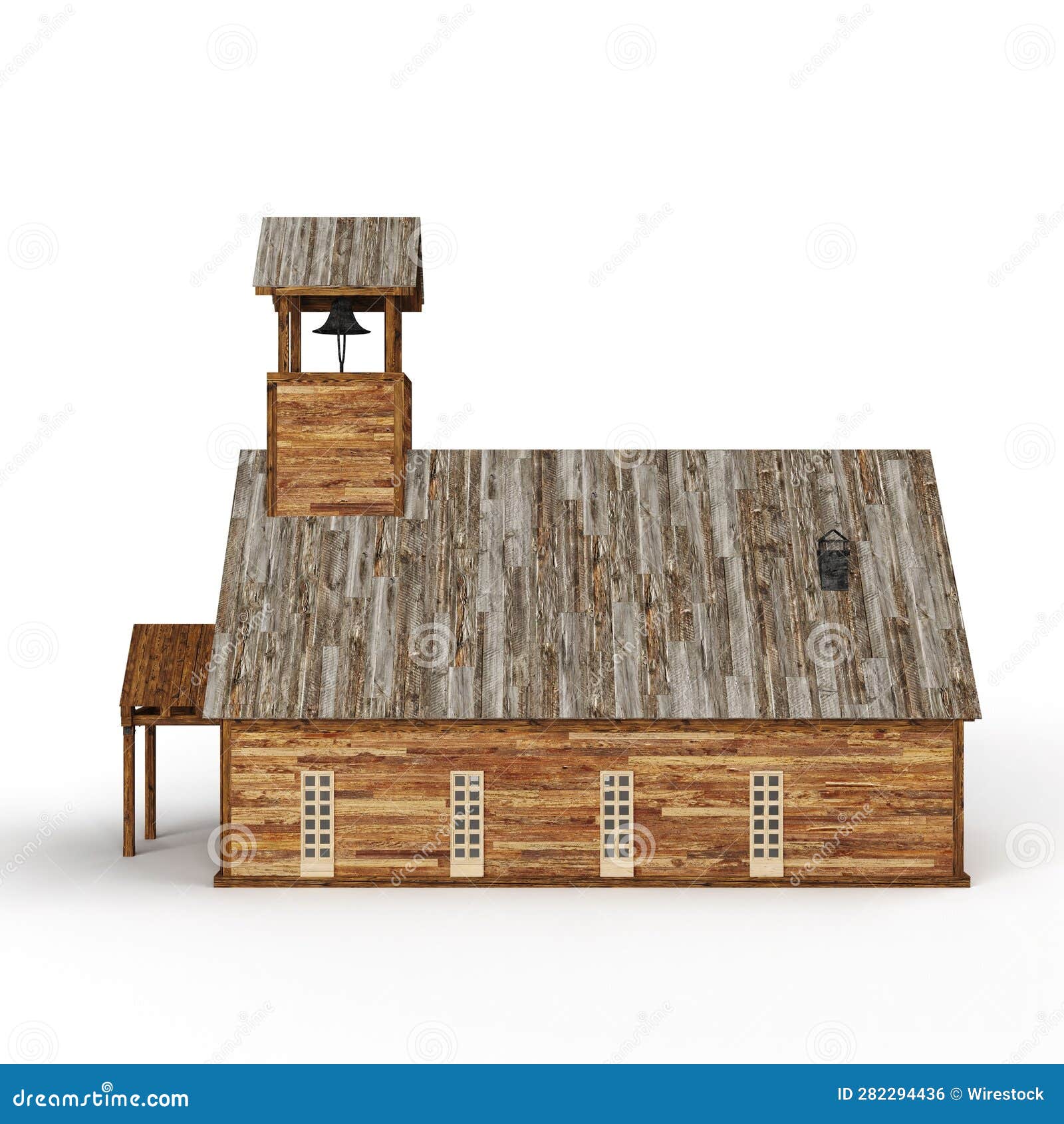 3D Rendering of a Wild West Church from the Side Stock Illustration ...