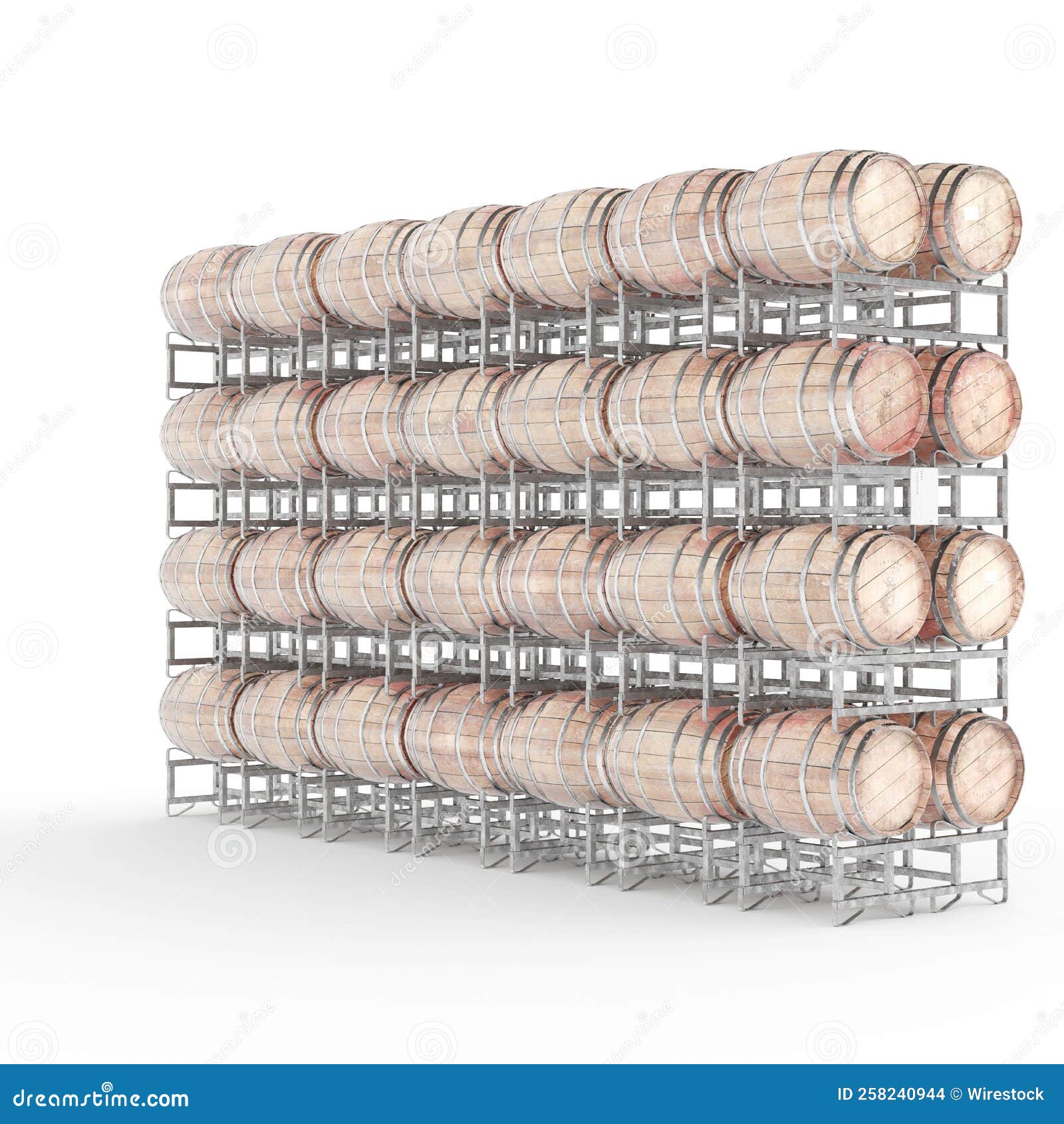 3d Rendering of Wine Barrel Racks Stock Illustration - Illustration of ...