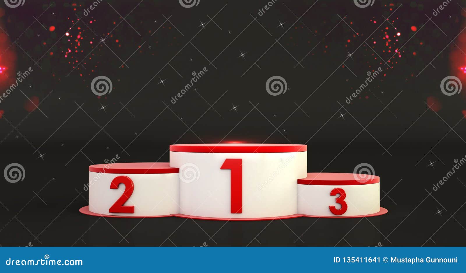 3D Rendering Of Winners Podium. Gold, Silver And Bronze Podium With ...