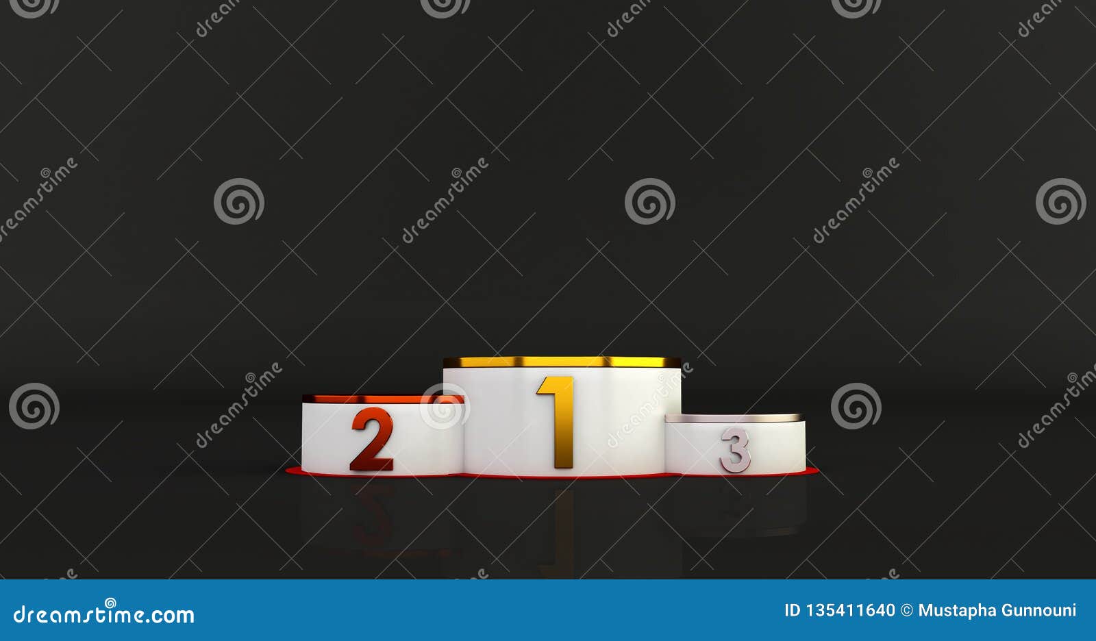 3D Rendering of Winners Podium. Gold, Silver and Bronze Podium with ...