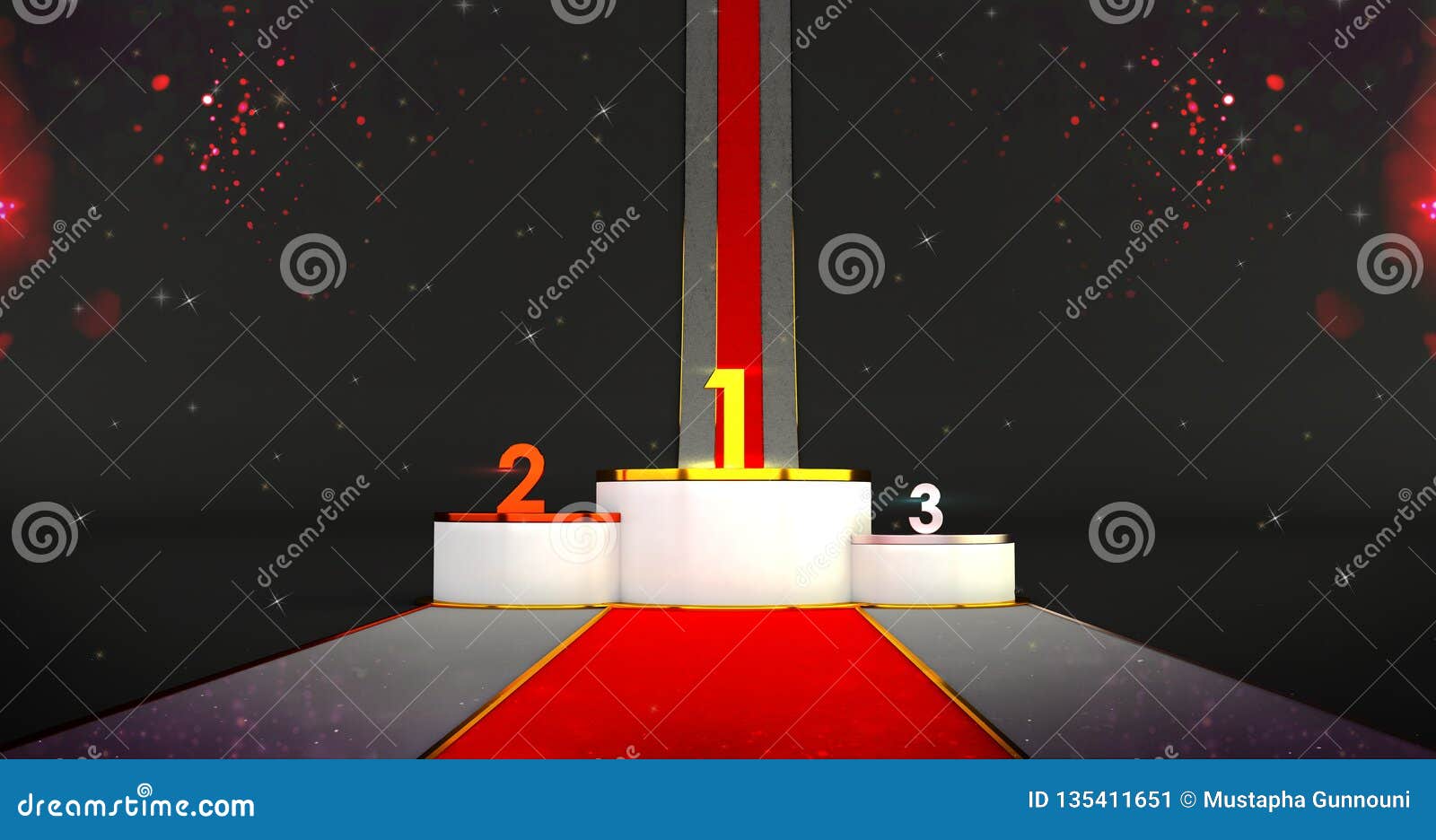 3D Rendering of Winners Podium. Gold, Silver and Bronze Podium with ...