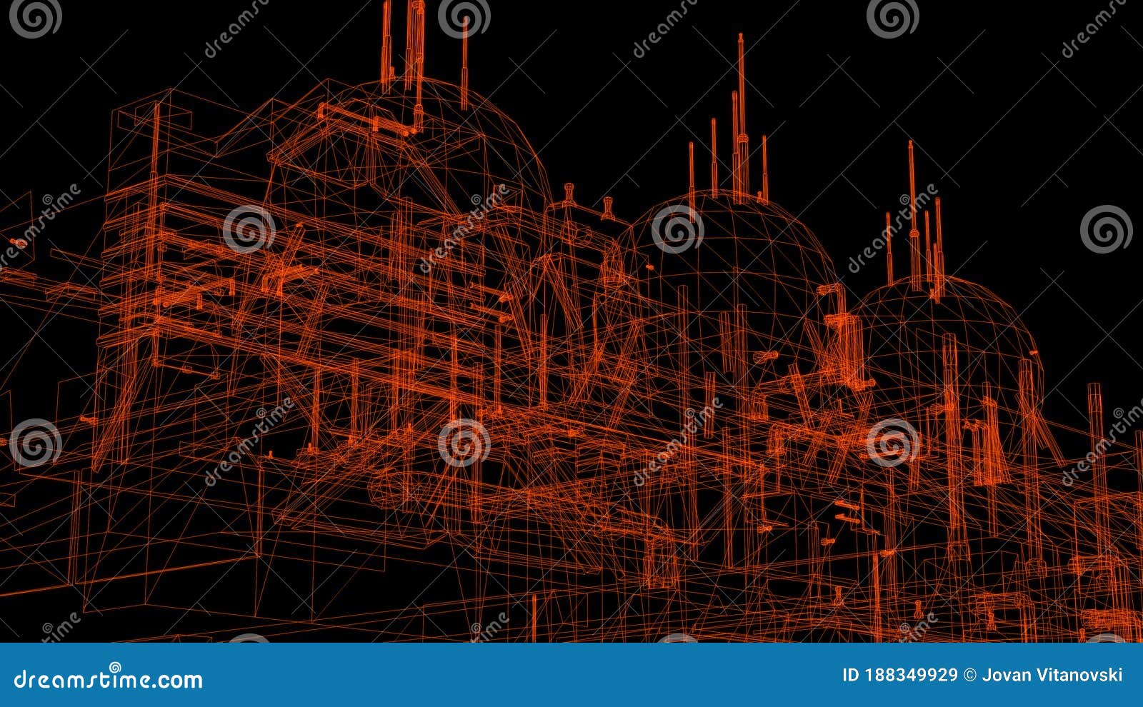 Wire Frame Model of Industrial Buildings Stock Illustration ...