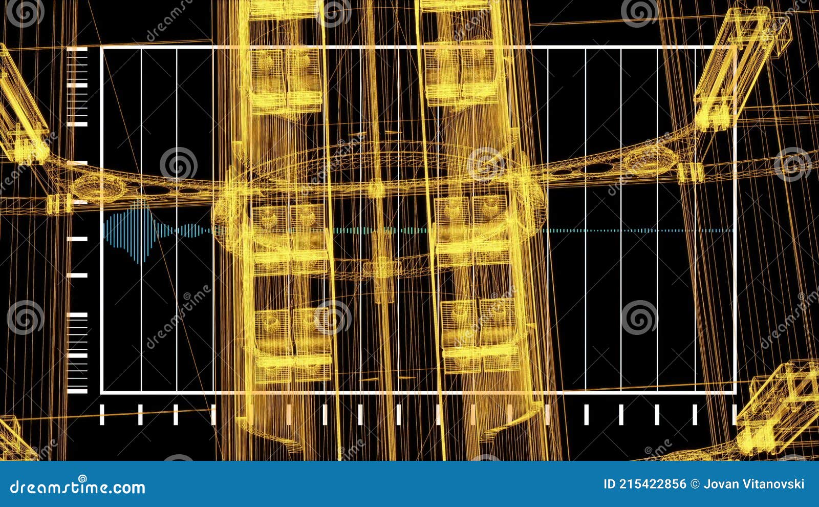 Wire Frame Model of Industrial Buildings and HUD Element in Hologram ...