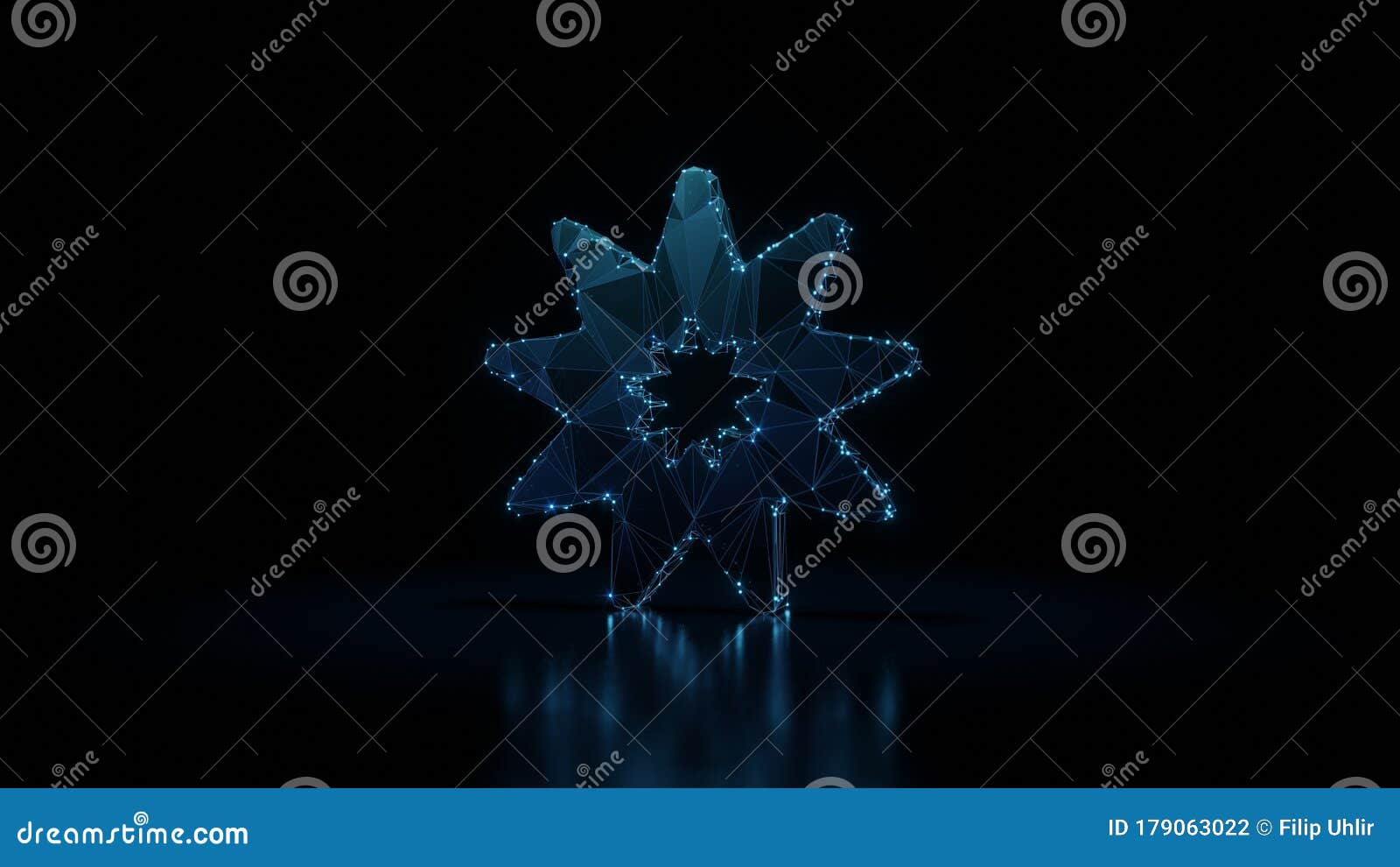 3d Rendering Wireframe Neon Glowing Symbol of Haykal on Black ...