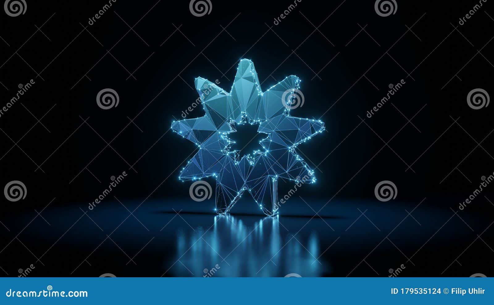 3d Rendering Wireframe Neon Glowing Symbol of Haykal on Black ...