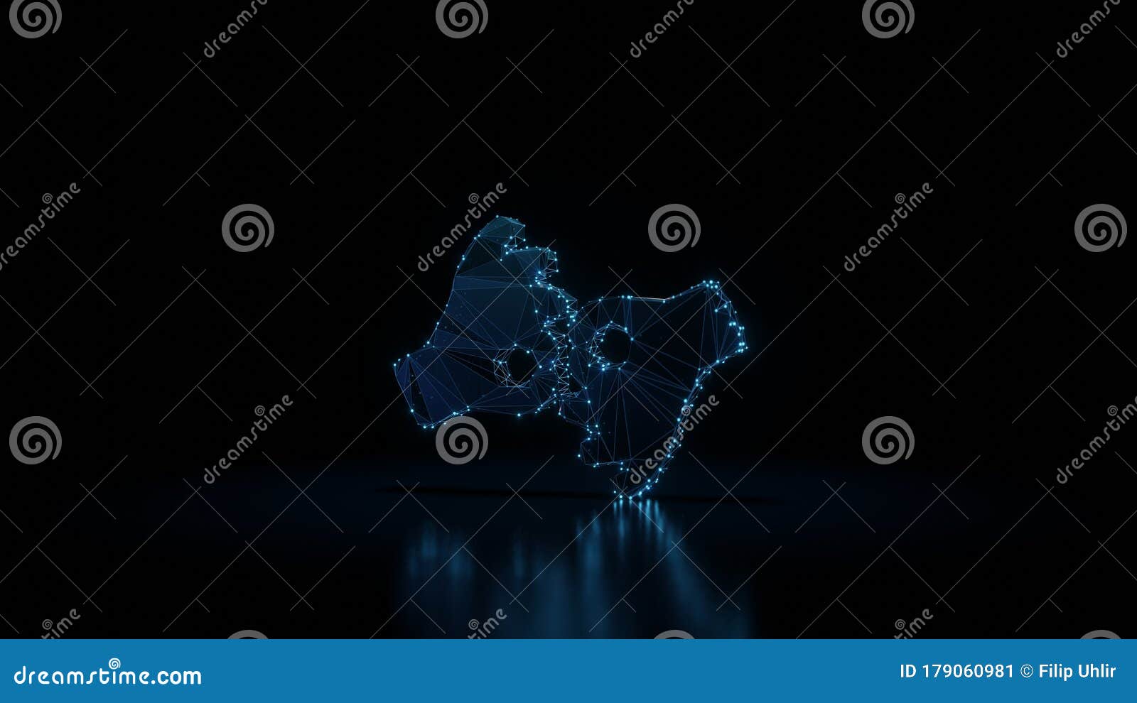 3d Rendering Wireframe Neon Glowing Symbol Of American Sign Language ...