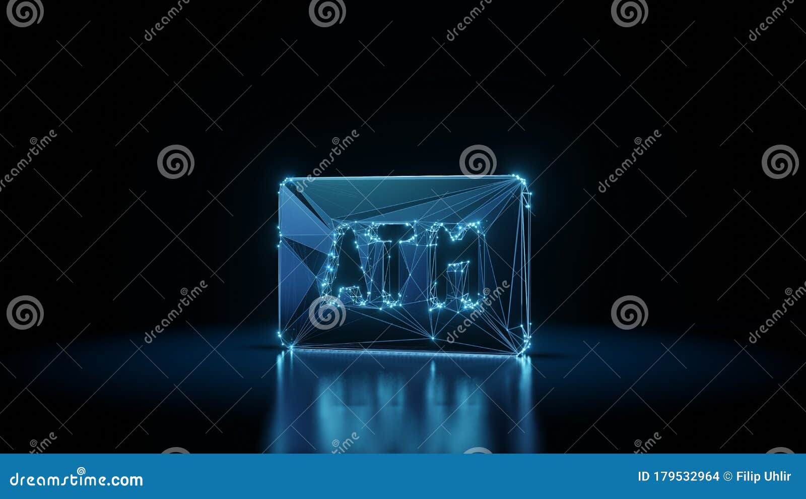 3d Rendering Wireframe Neon Glowing Symbol of Atm Sign on Black ...