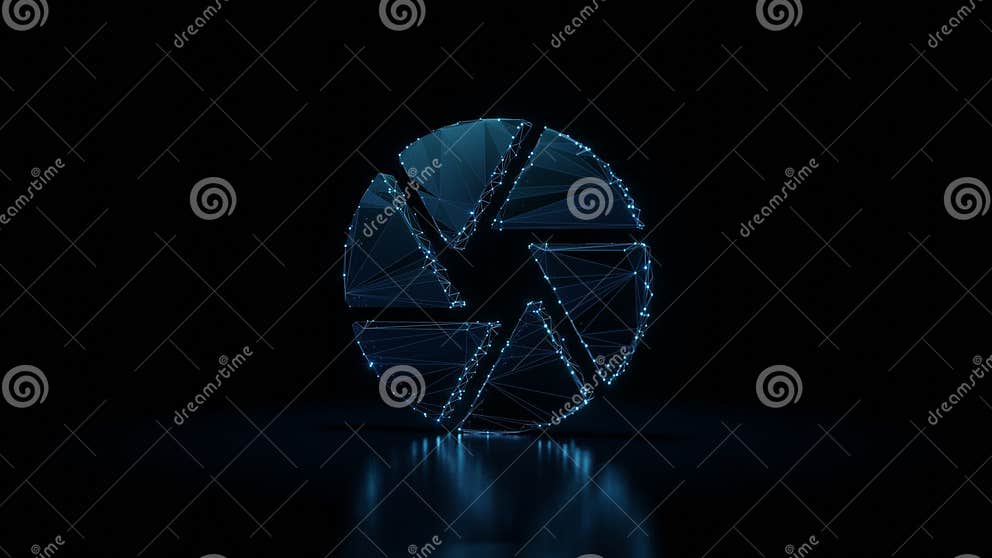 3d Rendering Wireframe Neon Glowing Symbol of Camera Aperture on Black ...