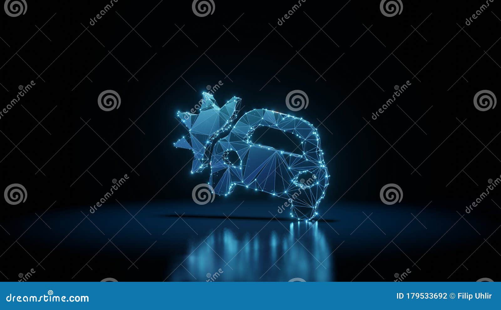 3d Rendering Wireframe Neon Glowing Symbol of Car Crash on Black ...