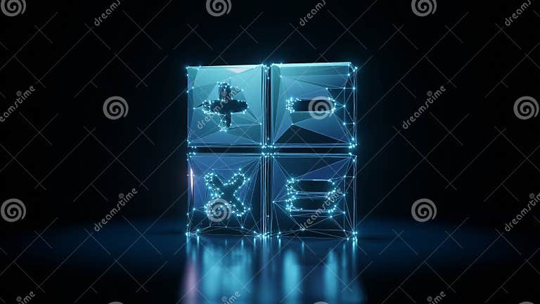 3d Rendering Wireframe Neon Glowing Symbol of Count Operations ... 3d Rendering Wireframe Neon Glowing Symbol of Count Operations ...