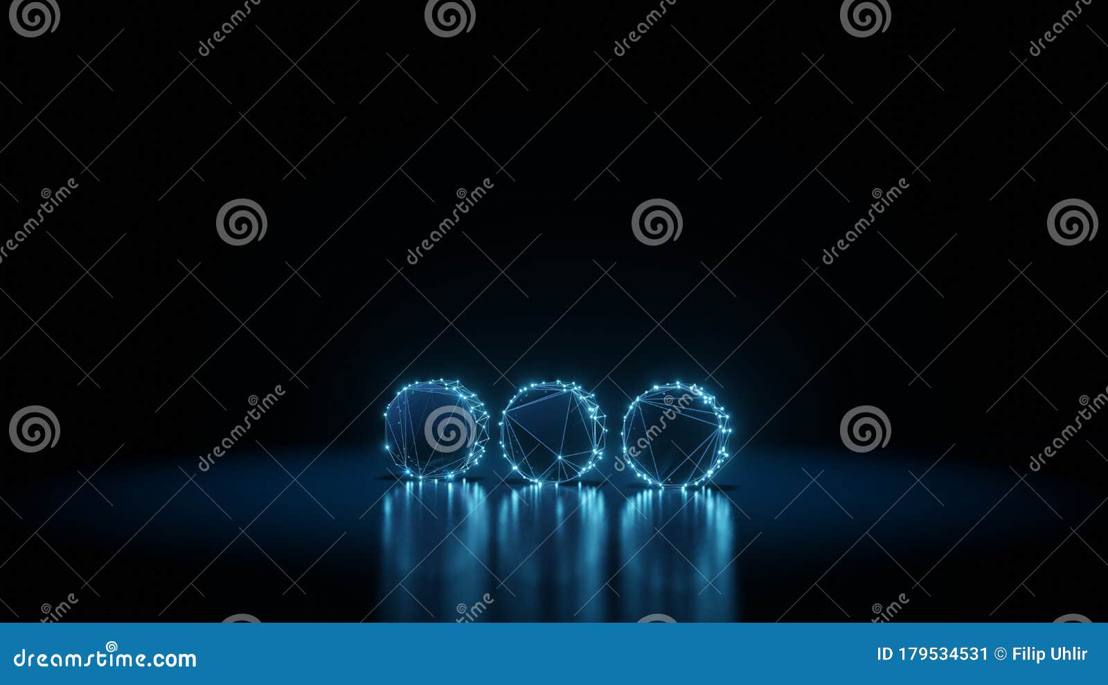 3d Rendering Wireframe Neon Glowing Symbol of Ellipsis Horizontal on ...