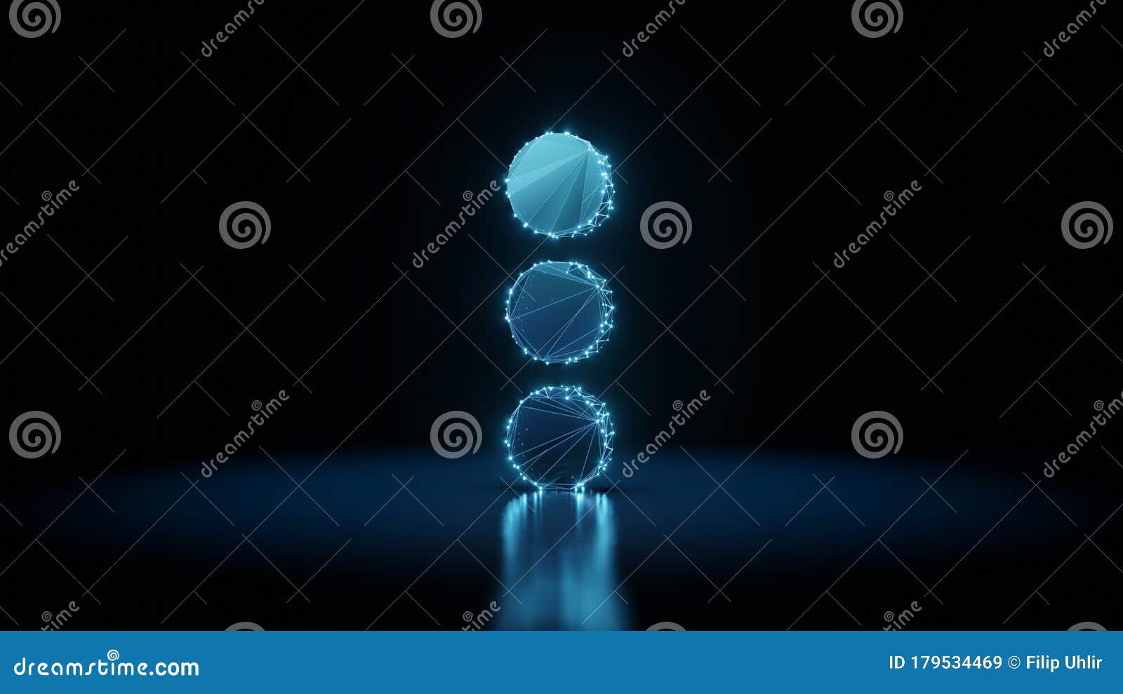 3d Rendering Wireframe Neon Glowing Symbol of Ellipsis Vertical on ...