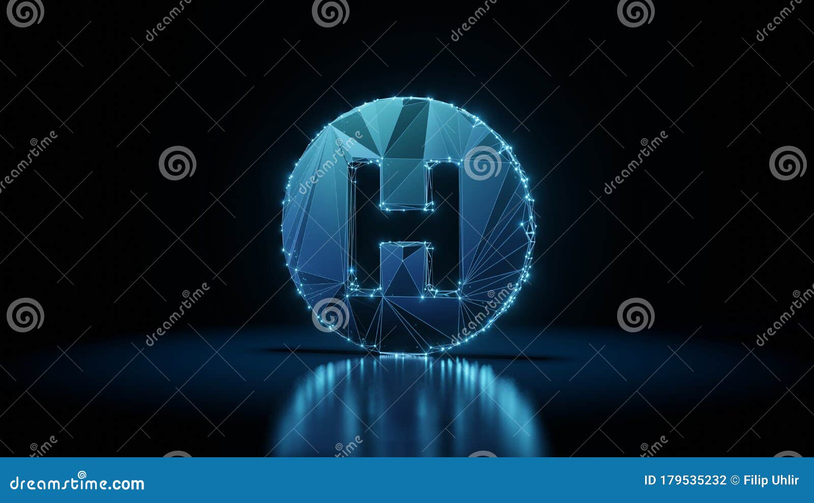 3d Rendering Wireframe Neon Glowing Symbol of Hospital Symbol on Black ...