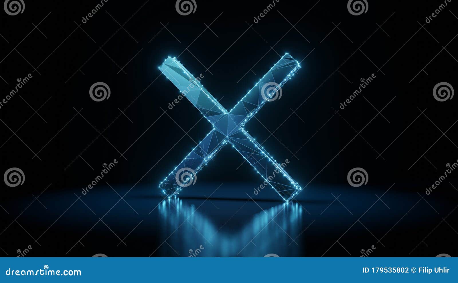 3d Rendering Wireframe Neon Glowing Symbol of Multiply on Black ...