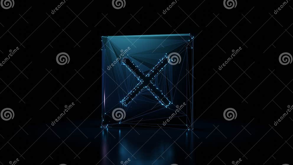 3d Rendering Wireframe Neon Glowing Symbol of Multiply 1 on Black ...