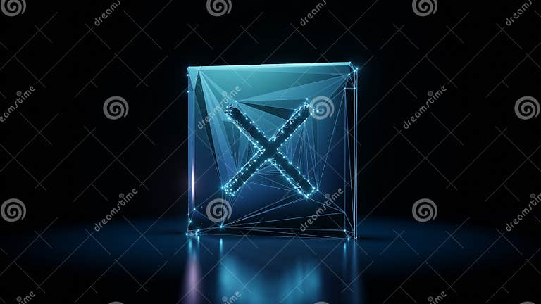 3d Rendering Wireframe Neon Glowing Symbol of Multiply 1 on Black ...