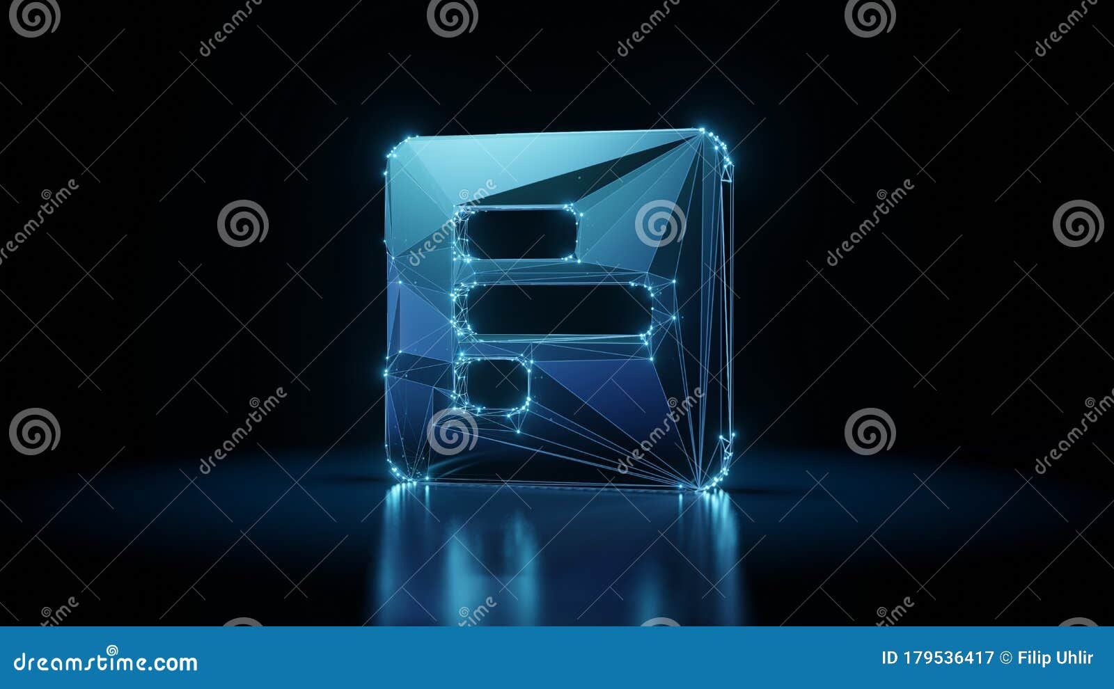 3d Rendering Wireframe Neon Glowing Symbol of Poll on Black Background ...
