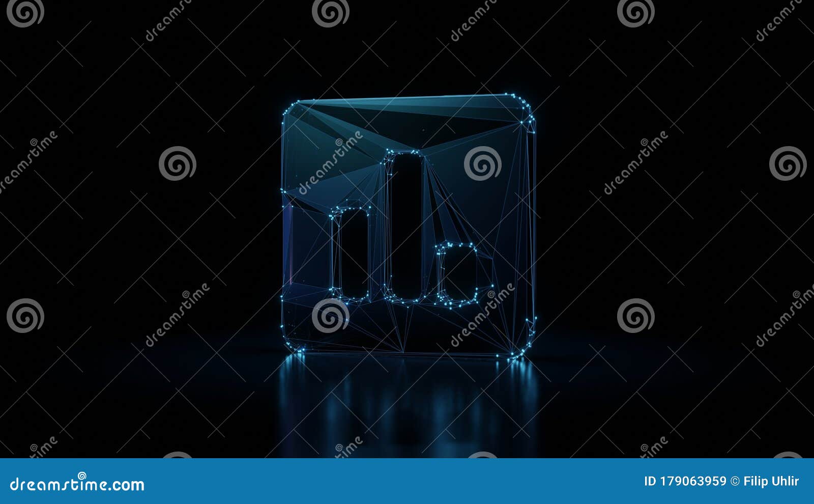 3d Rendering Wireframe Neon Glowing Symbol of Poll on Black Background ...