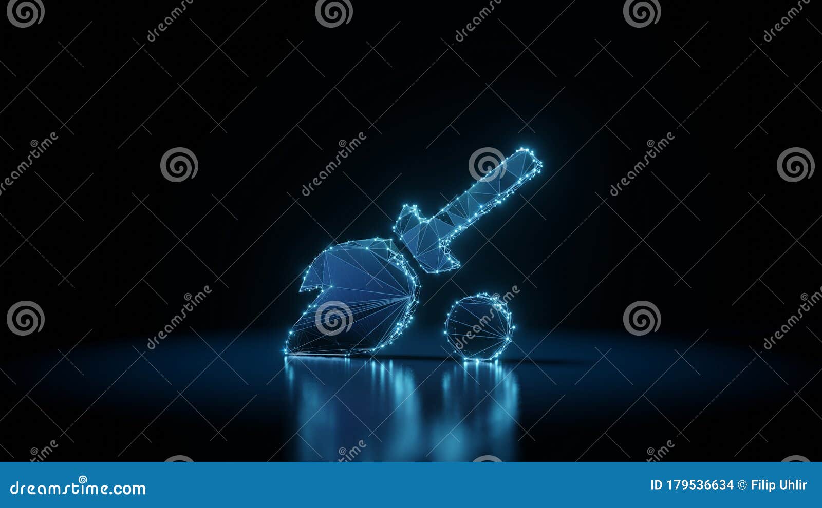 3d Rendering Wireframe Neon Glowing Symbol of Quidditch on Black ...