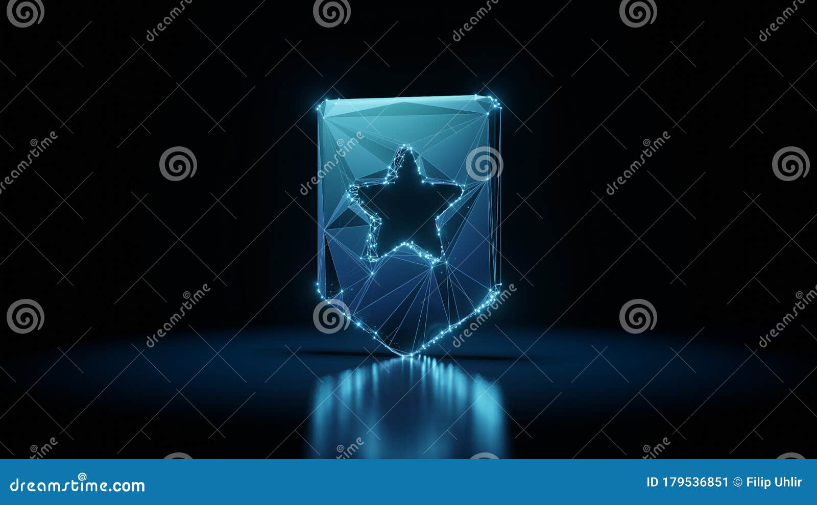 3d Rendering Wireframe Neon Glowing Symbol of Shapes on Black ...