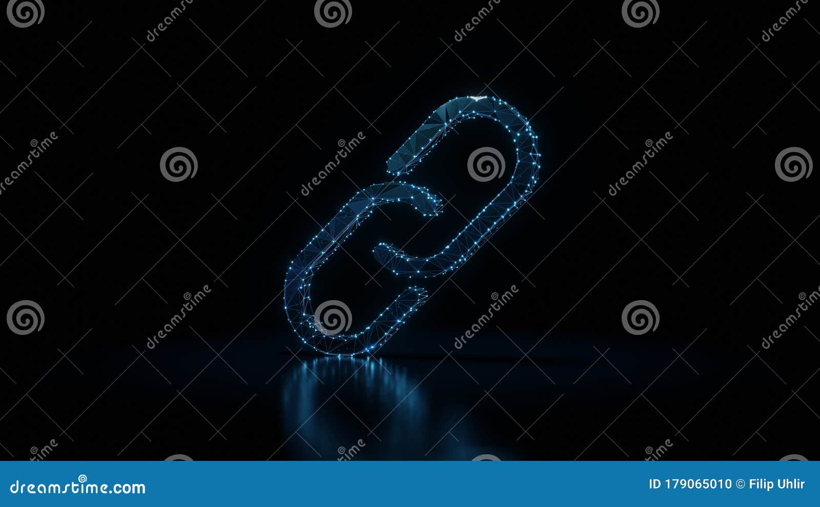3d Rendering Wireframe Neon Glowing Symbol of Unlink on Black ...