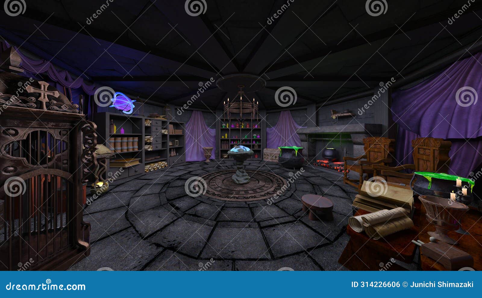 3D Rendering of the Wizard Room Stock Illustration - Illustration of ...