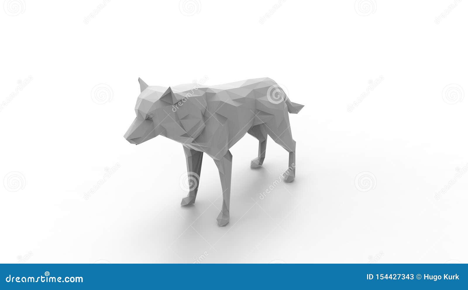 3d Rendering of a Wolf Polygon Isolated in White Studio Background ...
