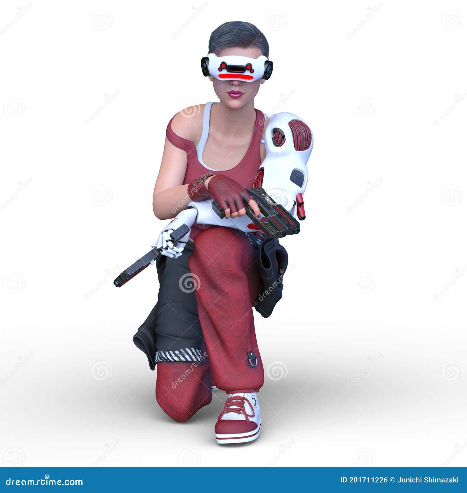 3D Rendering of Woman with Artificial Arm Stock Illustration ...
