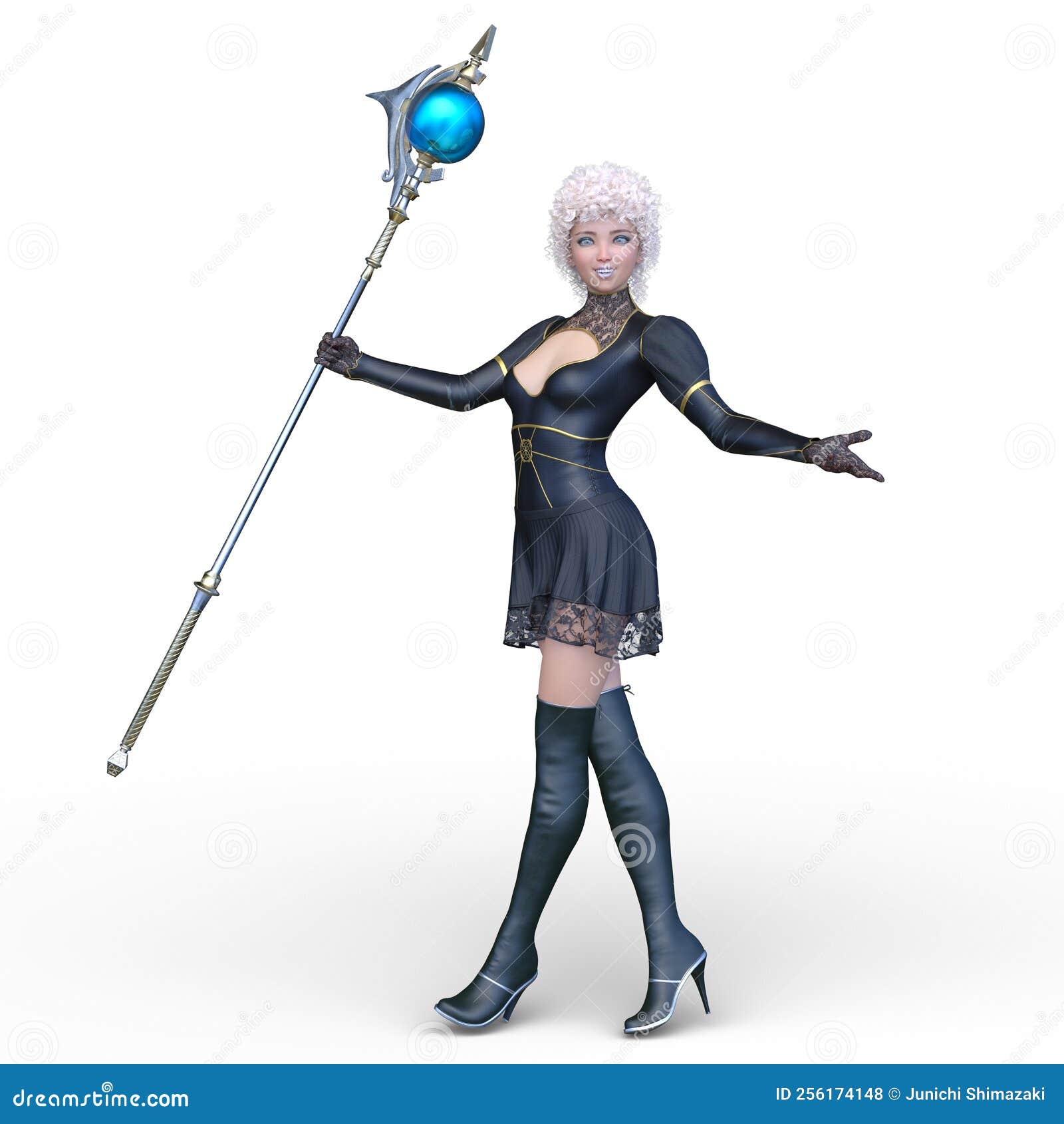 3D Rendering of a Woman with Magic Wand Stock Illustration ...