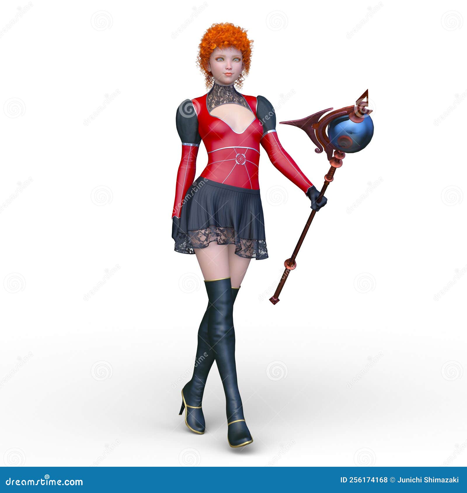 3D Rendering of a Woman with Magic Wand Stock Illustration ...