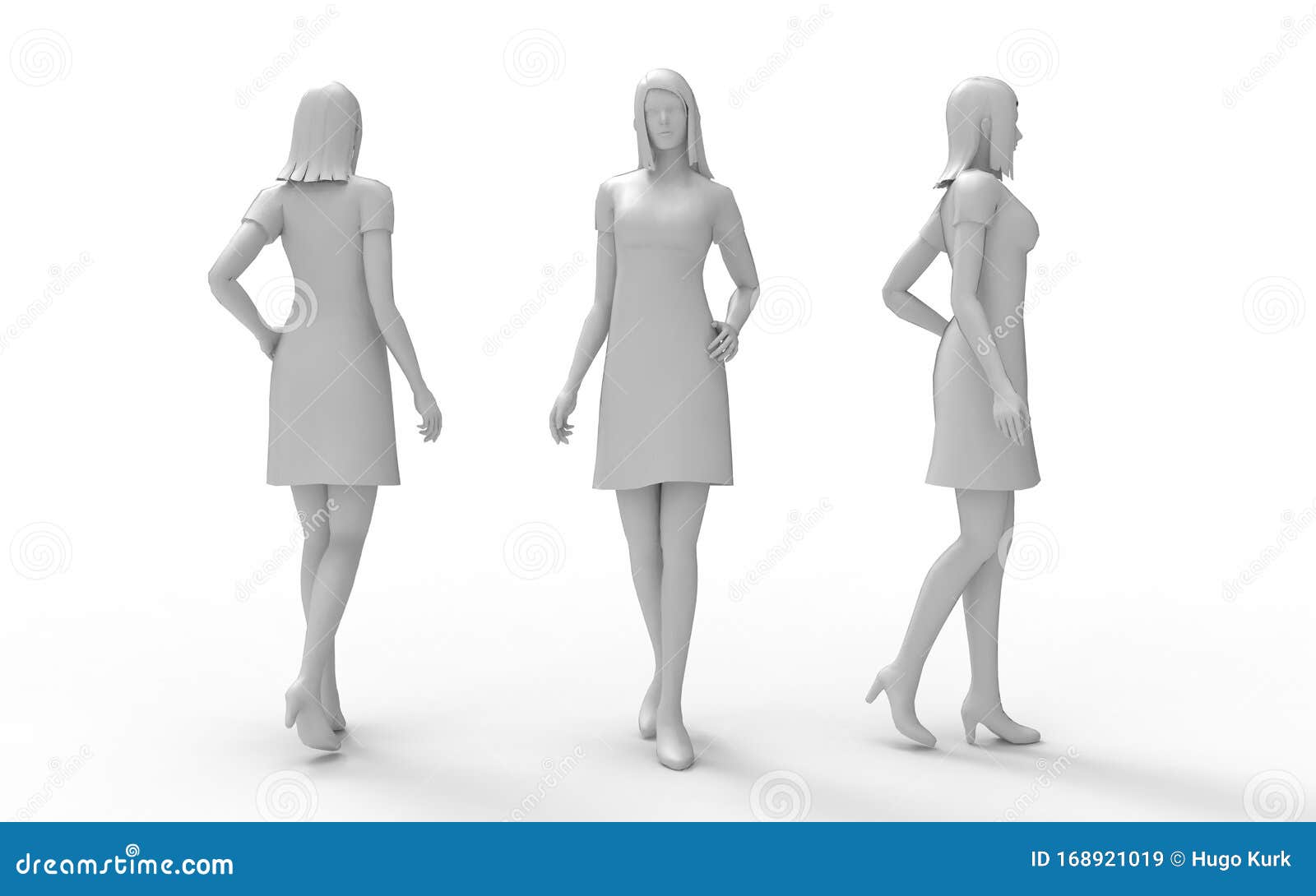 3d Rendering of a Woman Posing and Standing Isolated on White ...