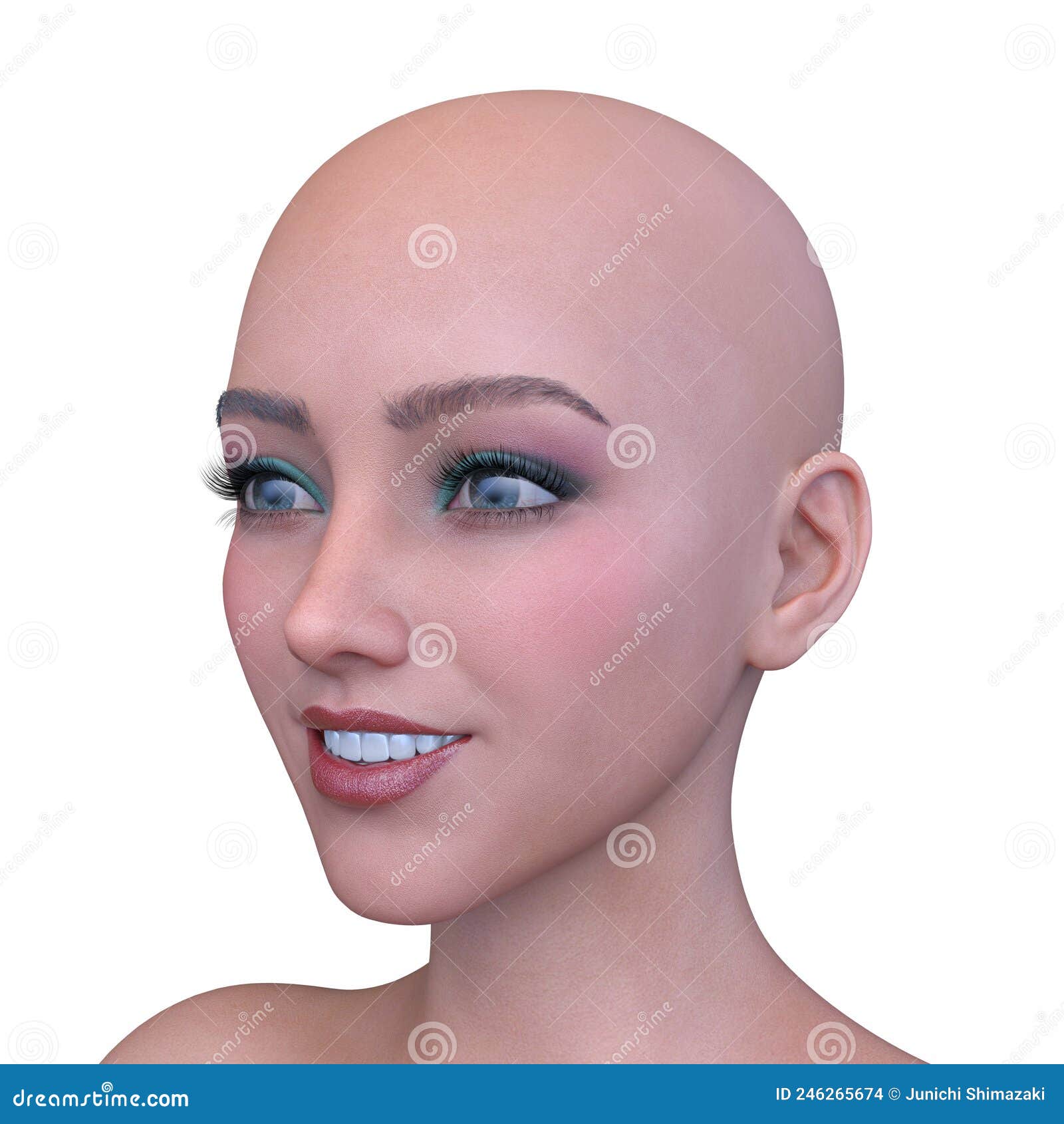 3D Rendering of a Woman`s Face Close-up Stock Illustration ...