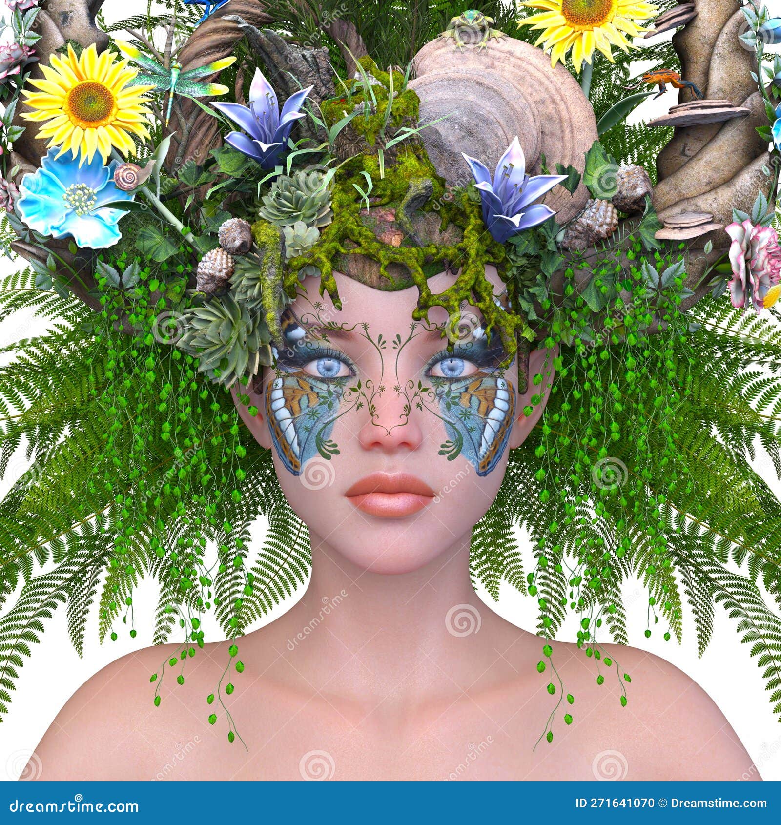 3D Rendering of a Woman S Face Close-up Stock Illustration ...