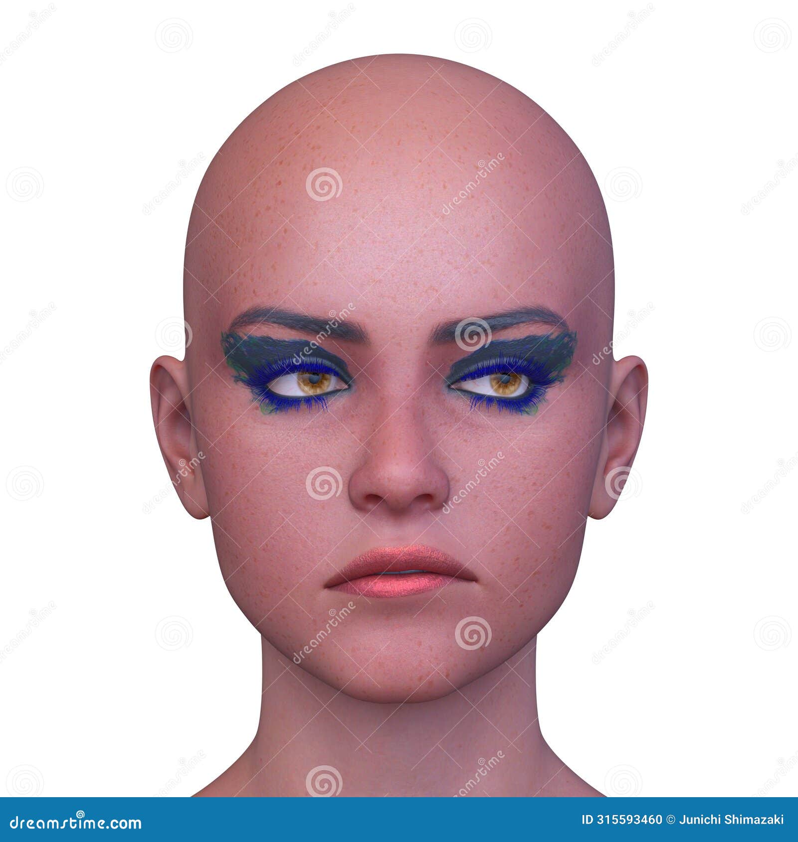 3D Rendering of a Woman S Face Close-up Stock Illustration ...