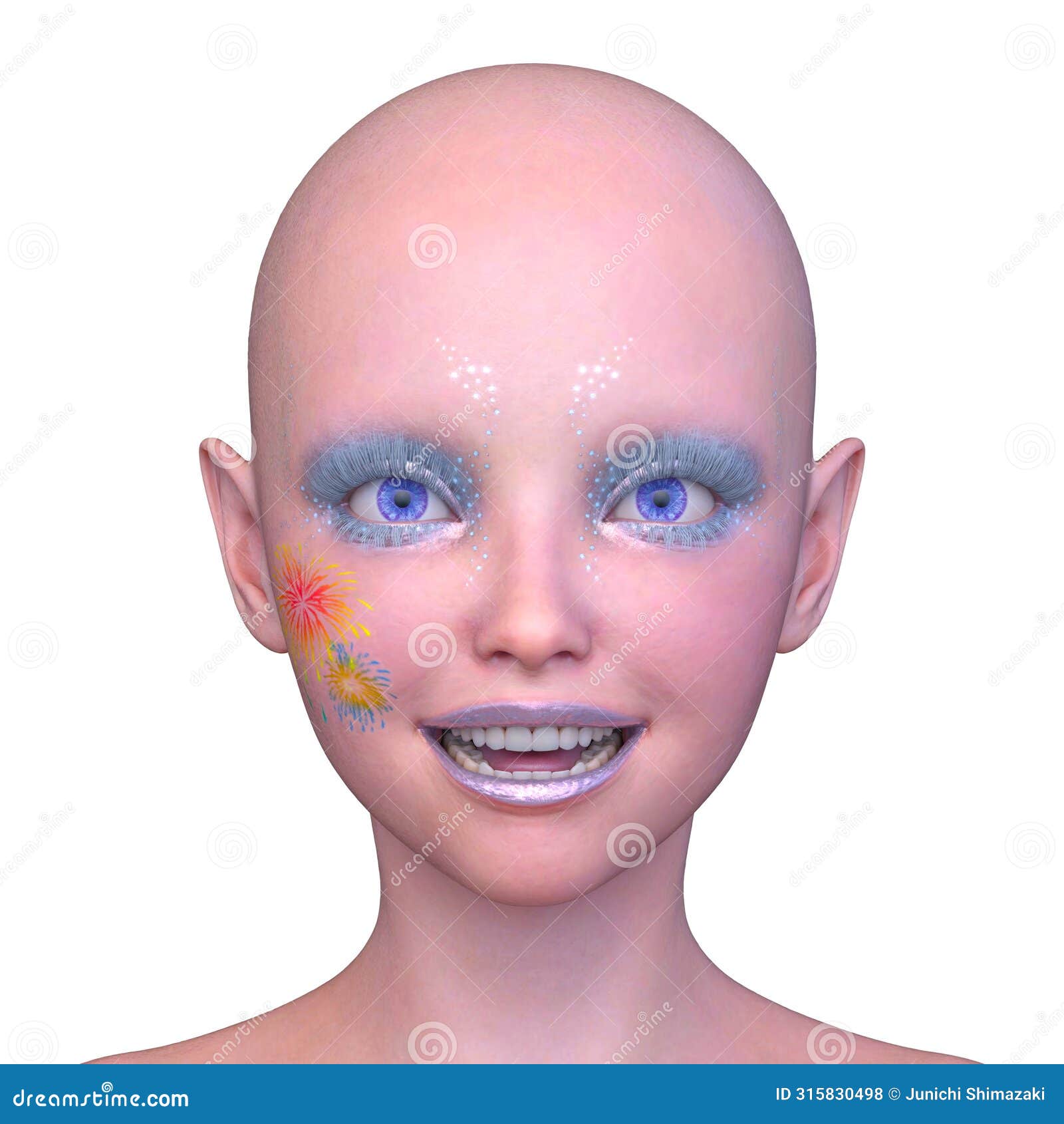 3D Rendering of a Woman S Face Close-up Stock Illustration ...