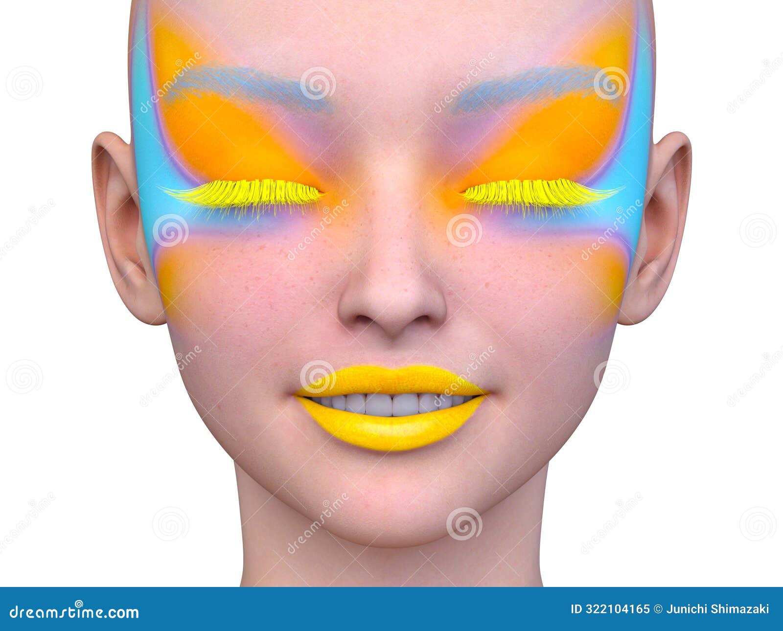 3D Rendering of a Woman S Face Close-up Stock Illustration ...