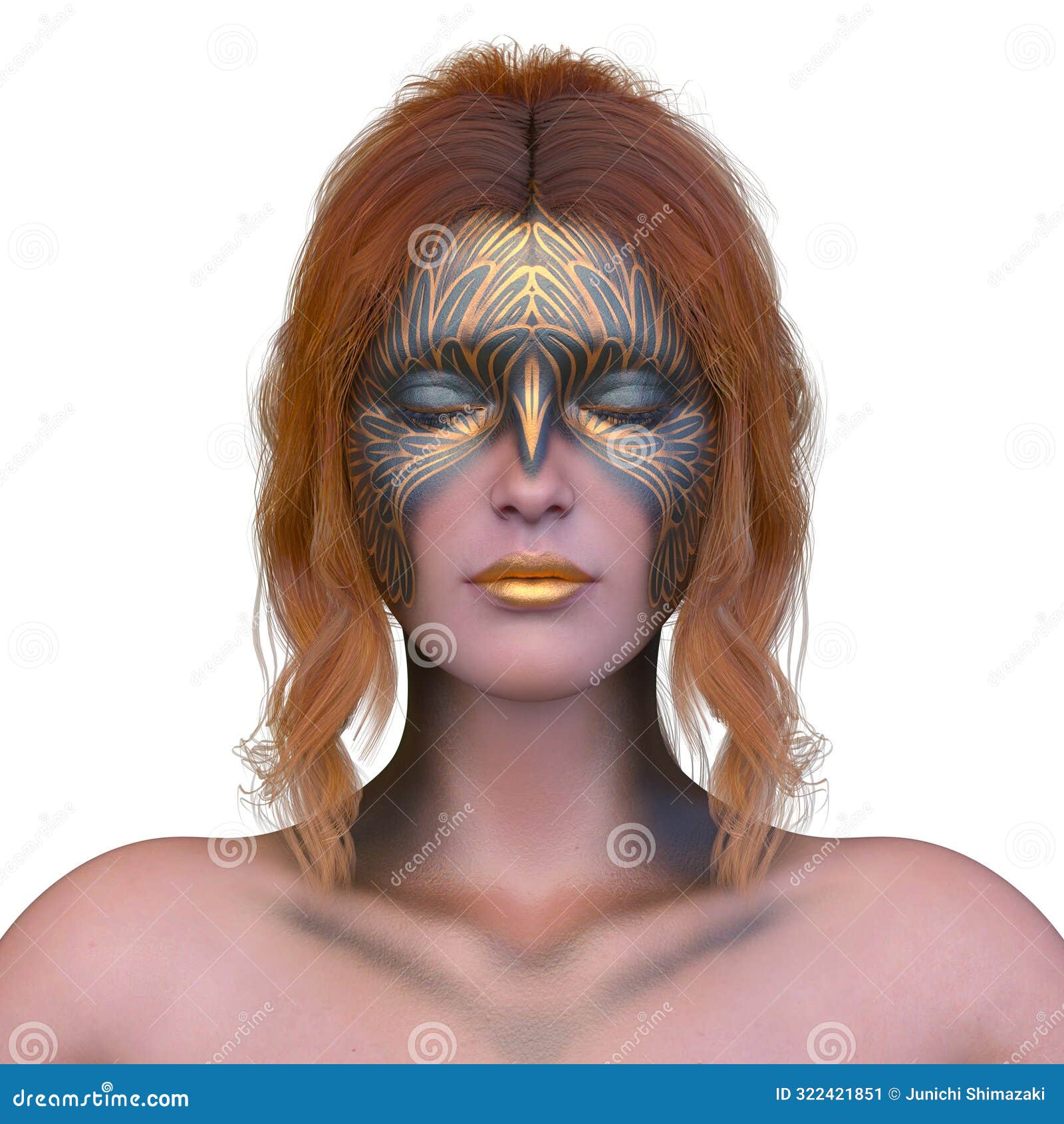 3D Rendering of a Woman S Face Close-up Stock Illustration ...