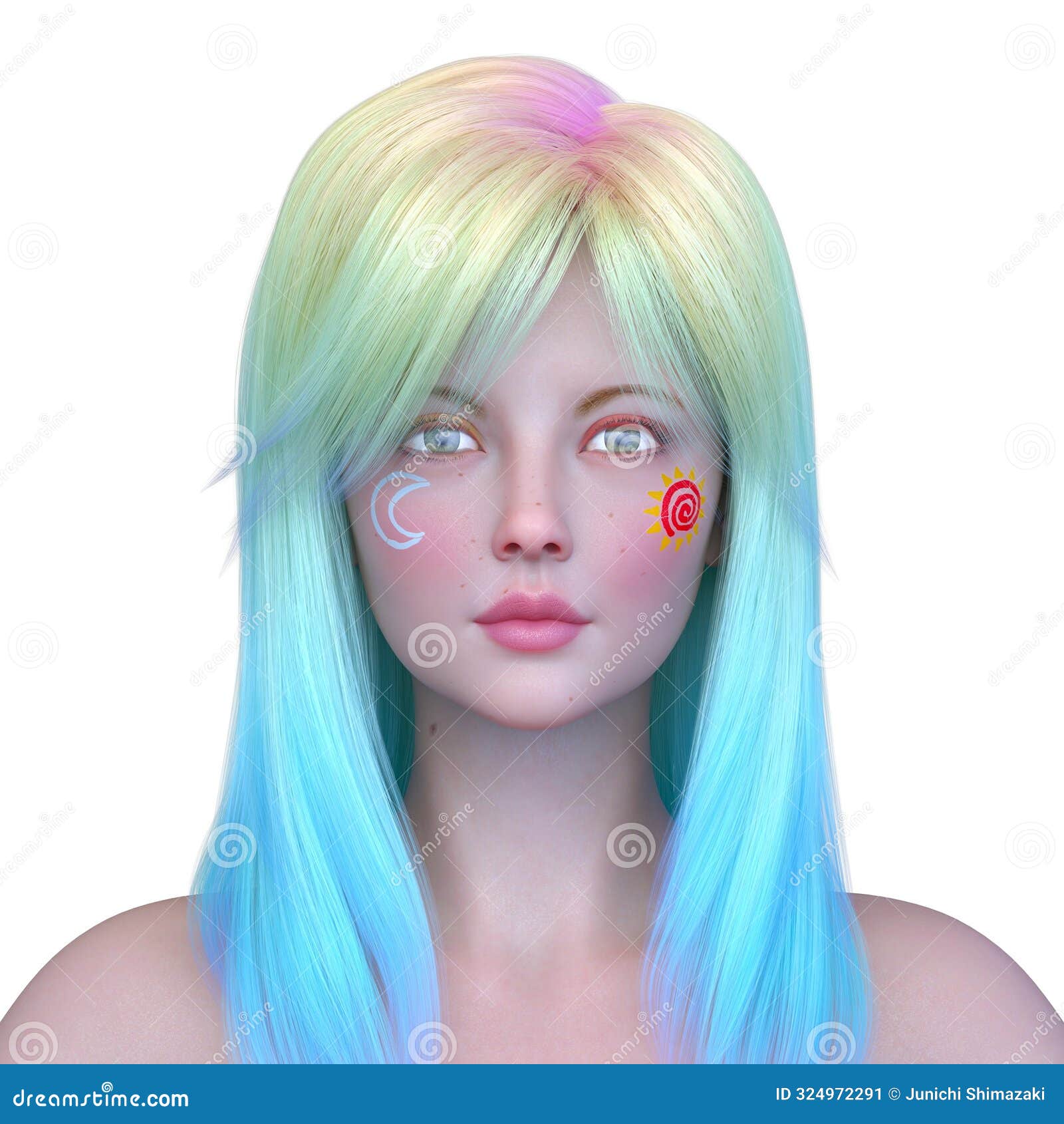 3D Rendering of a Woman S Face Close-up Stock Illustration ...